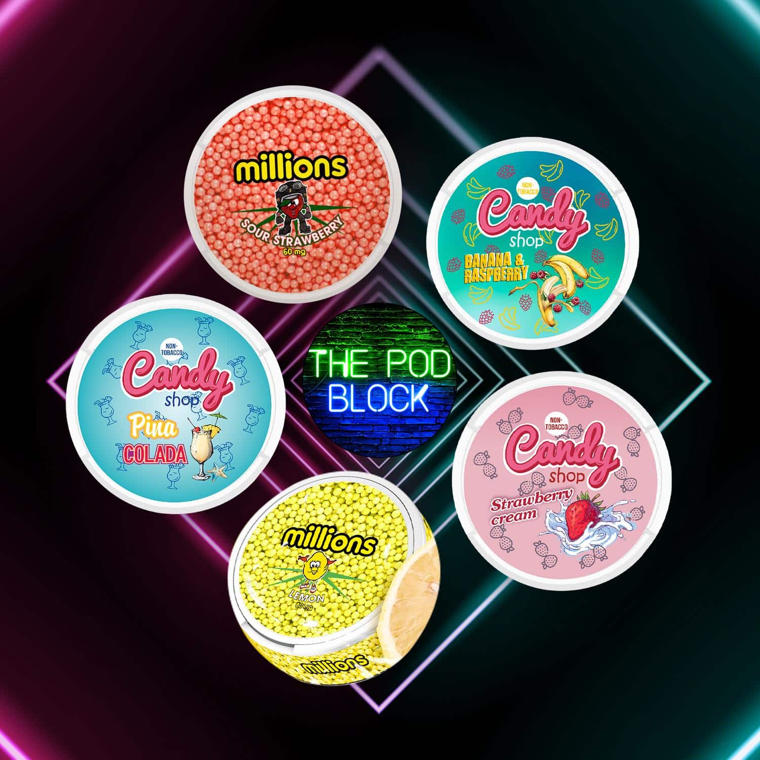 Nicopod Elite Brand Collab Candy Shop Millions Bundles – Multipack Snus ...